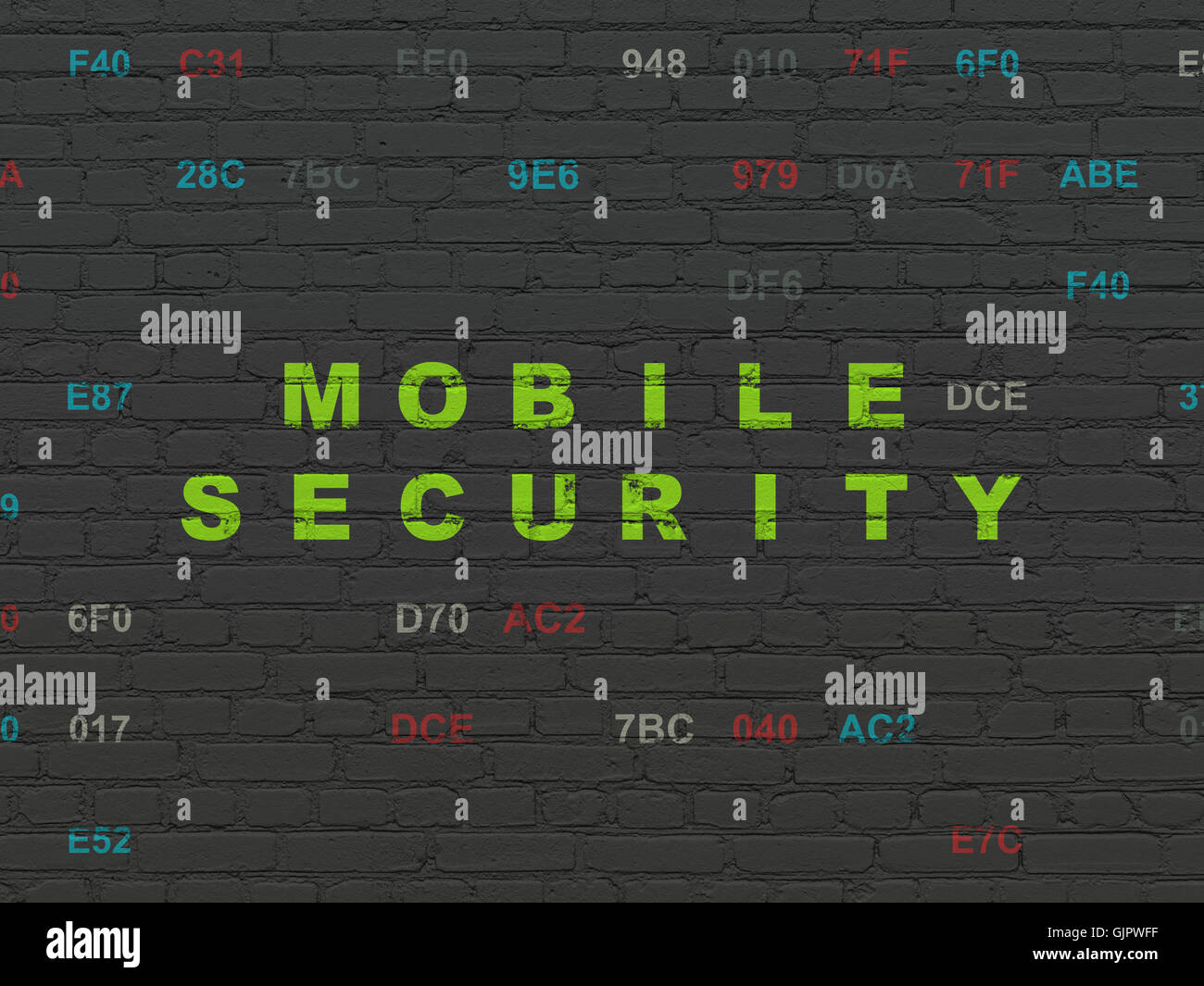 Protection concept: Mobile Security on wall background Stock Photo - Alamy
