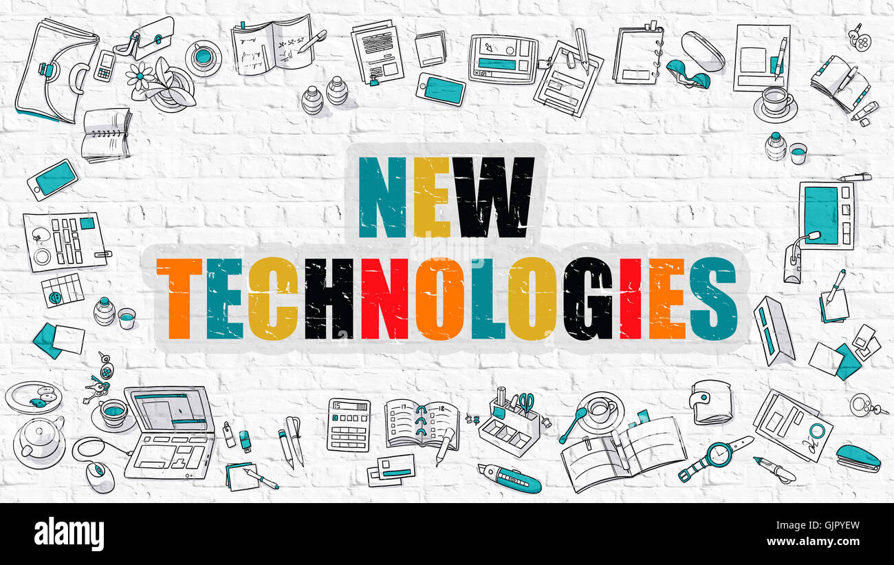 New Technologies Concept. Multicolor on White Brickwall Stock Photo - Alamy