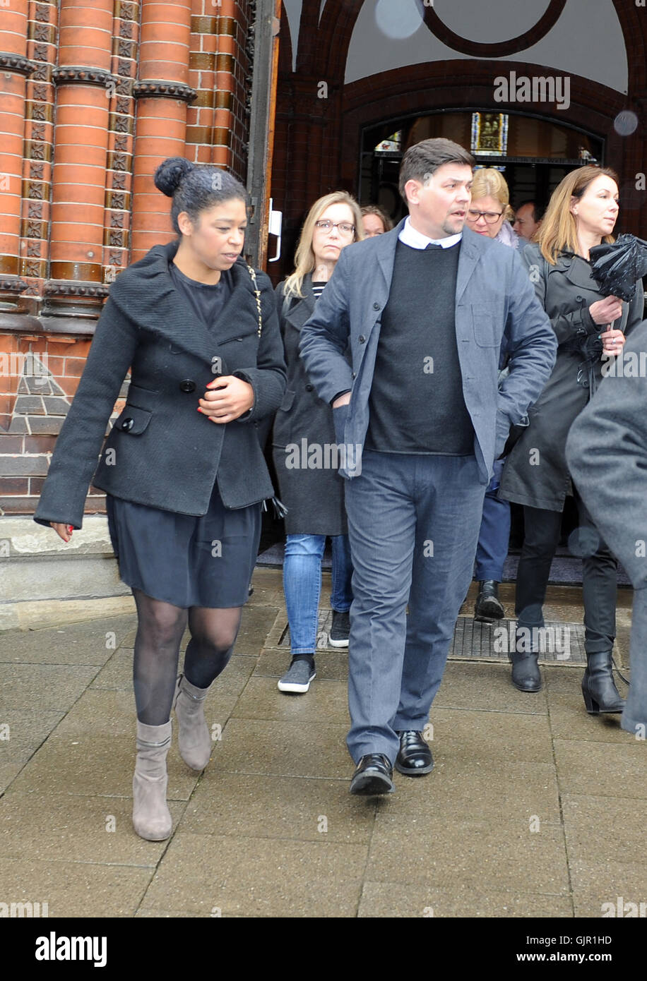 Funeral service of german singer Roger Cicero at St. Gertrud church ...