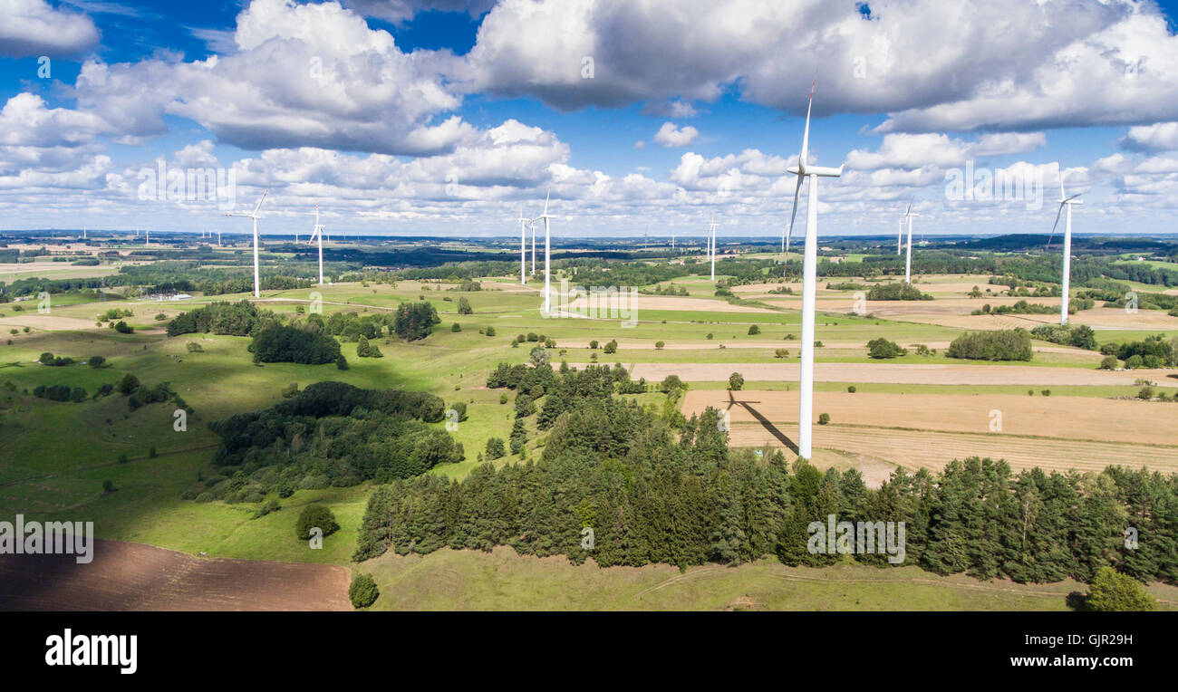 Wind turbines in Suwalki. Poland. View from above. Summer time Stock ...