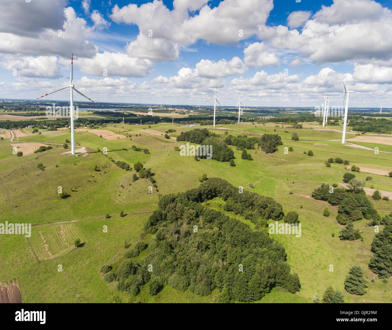 Wind turbines in Suwalki. Poland. View from above. Summer time Stock ...