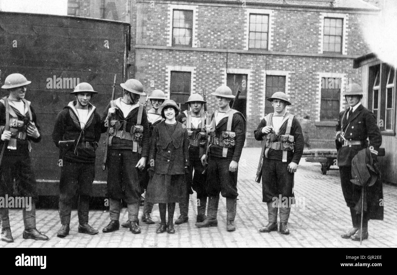 royal navy sailors in landing party dress with rifles and web equipment ...