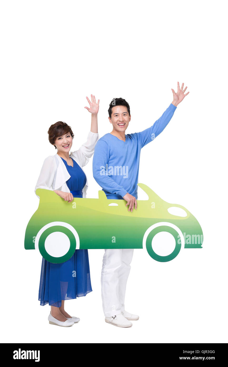 Studio shot one pair of energy saving couple Stock Photo - Alamy