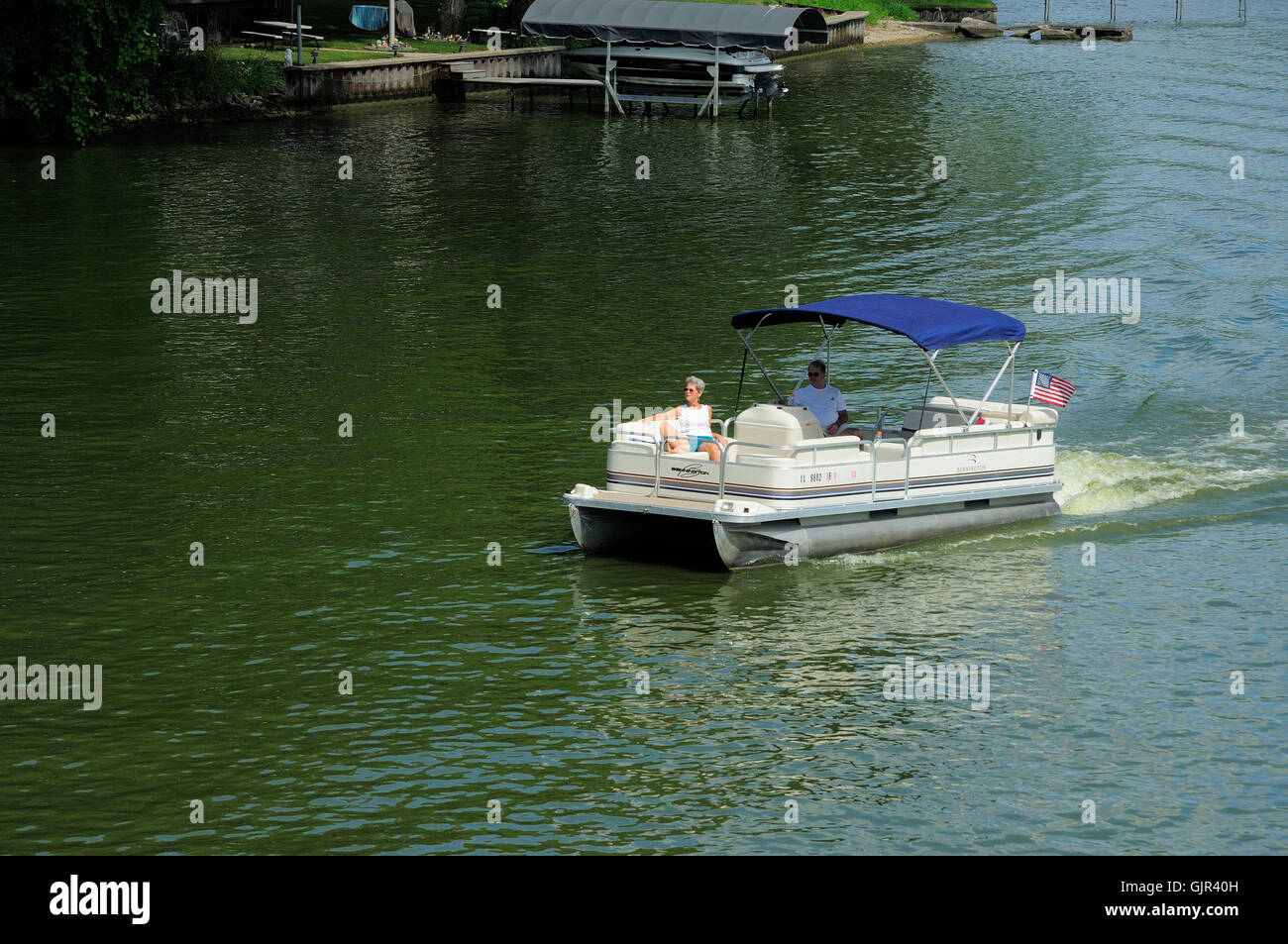 Recreational boating Pontoon Boat Stock Photo - Alamy