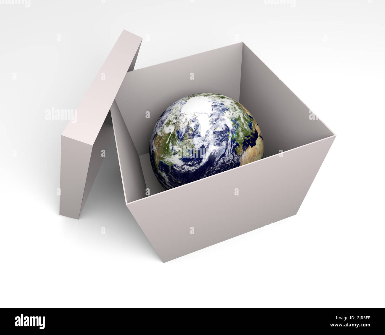 3D render of planet Earth inside open box Stock Photo - Alamy
