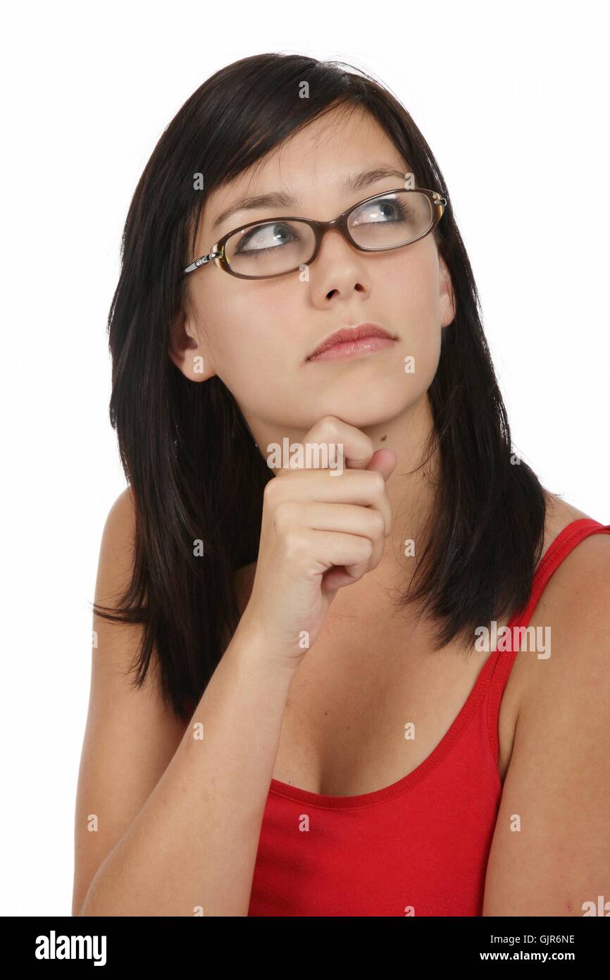 Pretty Girl Thinking Stock Photo - Alamy