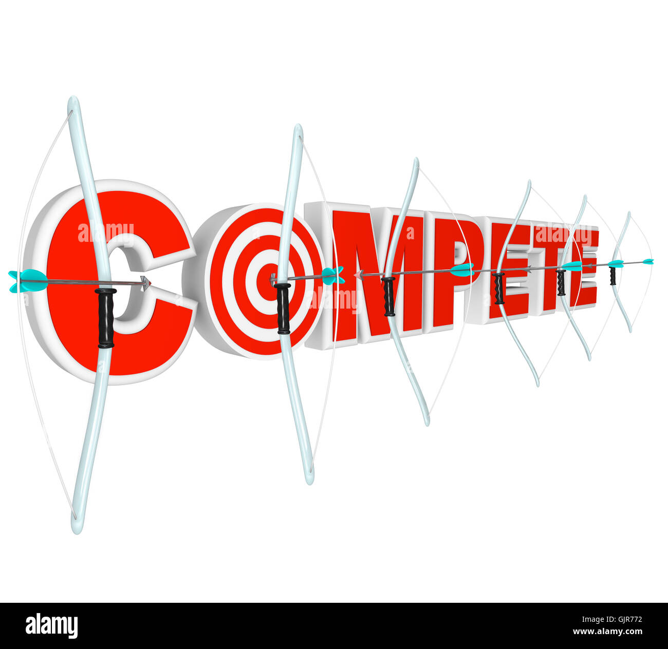 Compete Bows and Arrows Many Competitors for Prize Stock Photo - Alamy