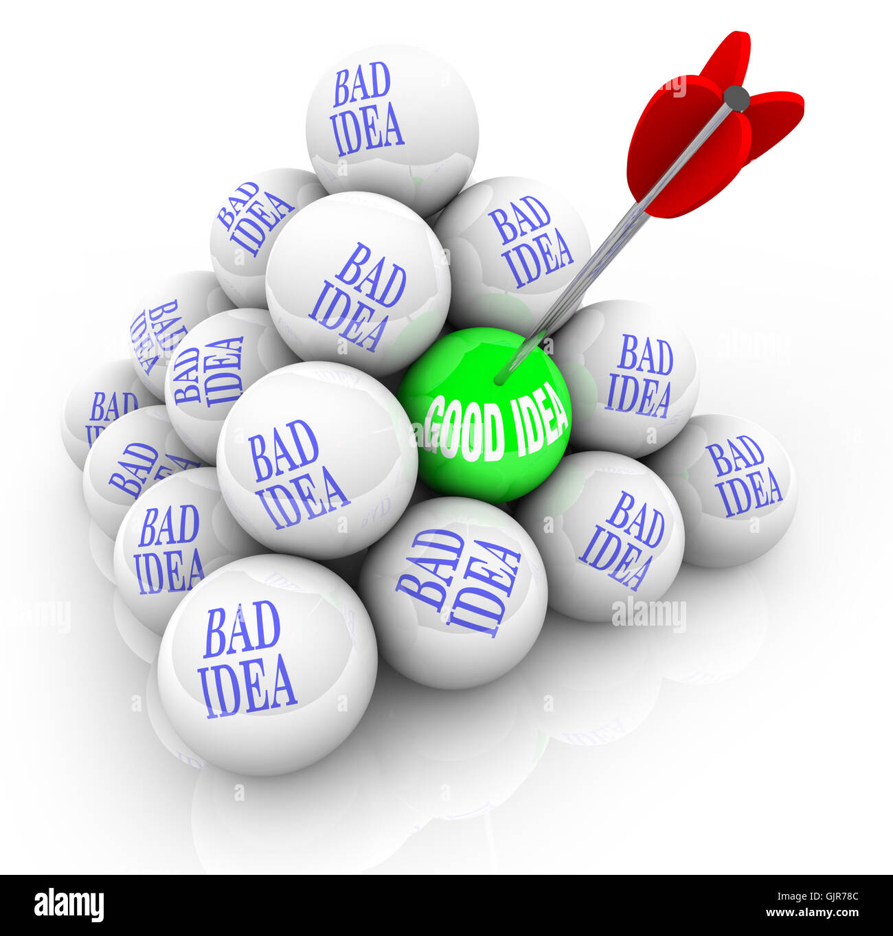 Good Idea vs Bad Ideas - Successful Creativity Stock Photo - Alamy