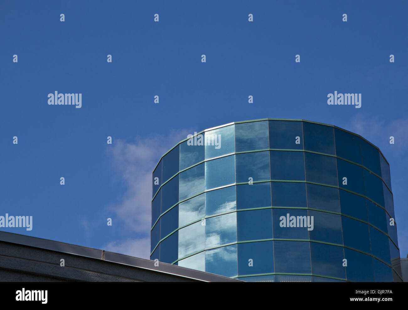 Angled Cylinder Building Right Stock Photo - Alamy