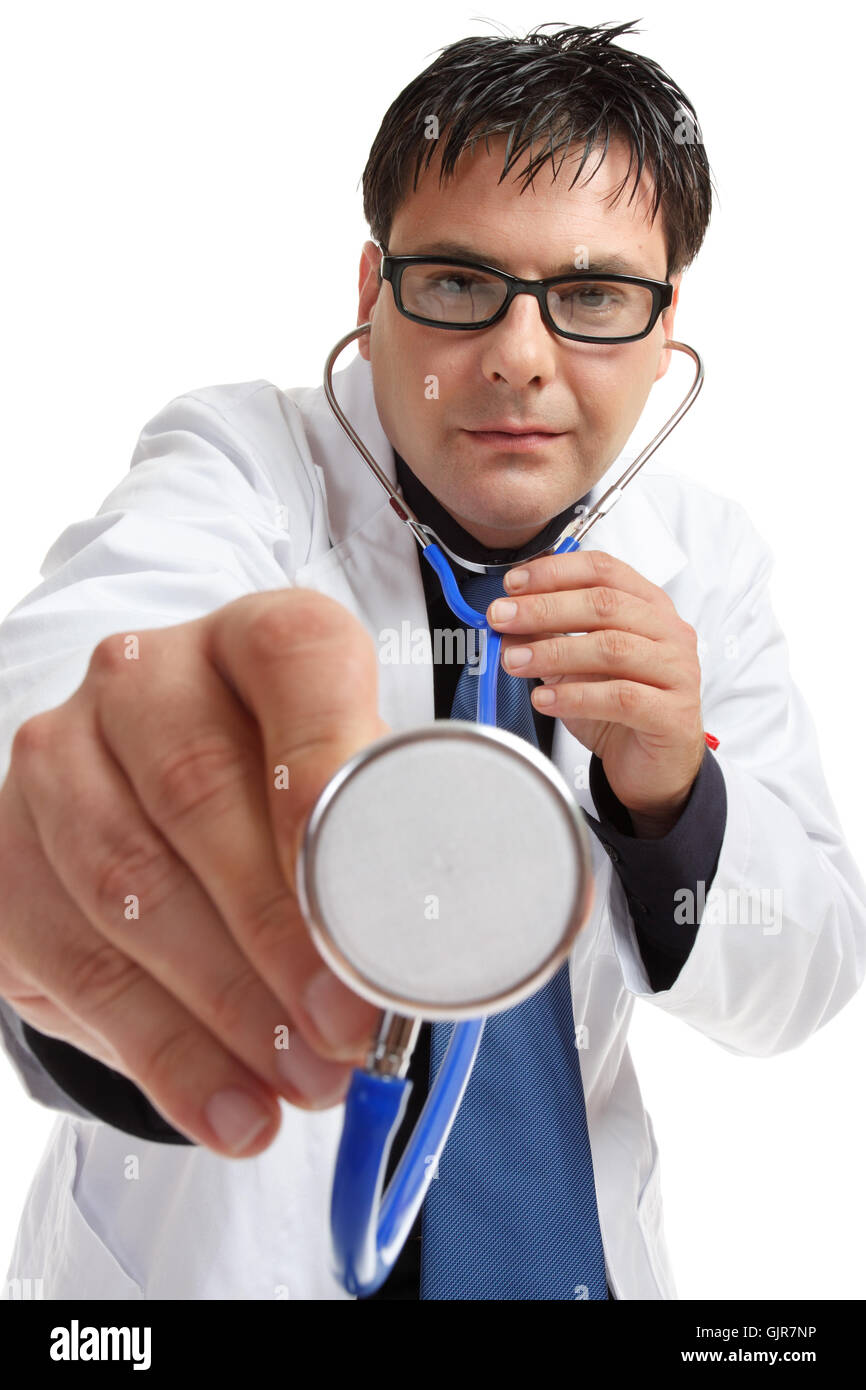 Doctor using stethoscope Stock Photo - Alamy
