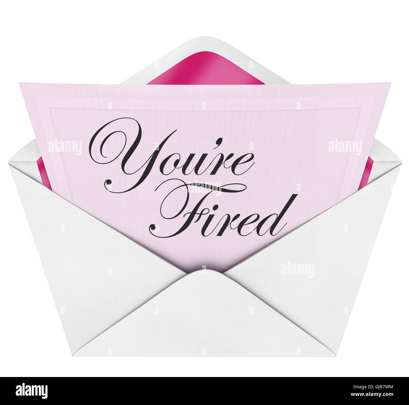 You're Fired - Pink Slip in Envelope Stock Photo - Alamy