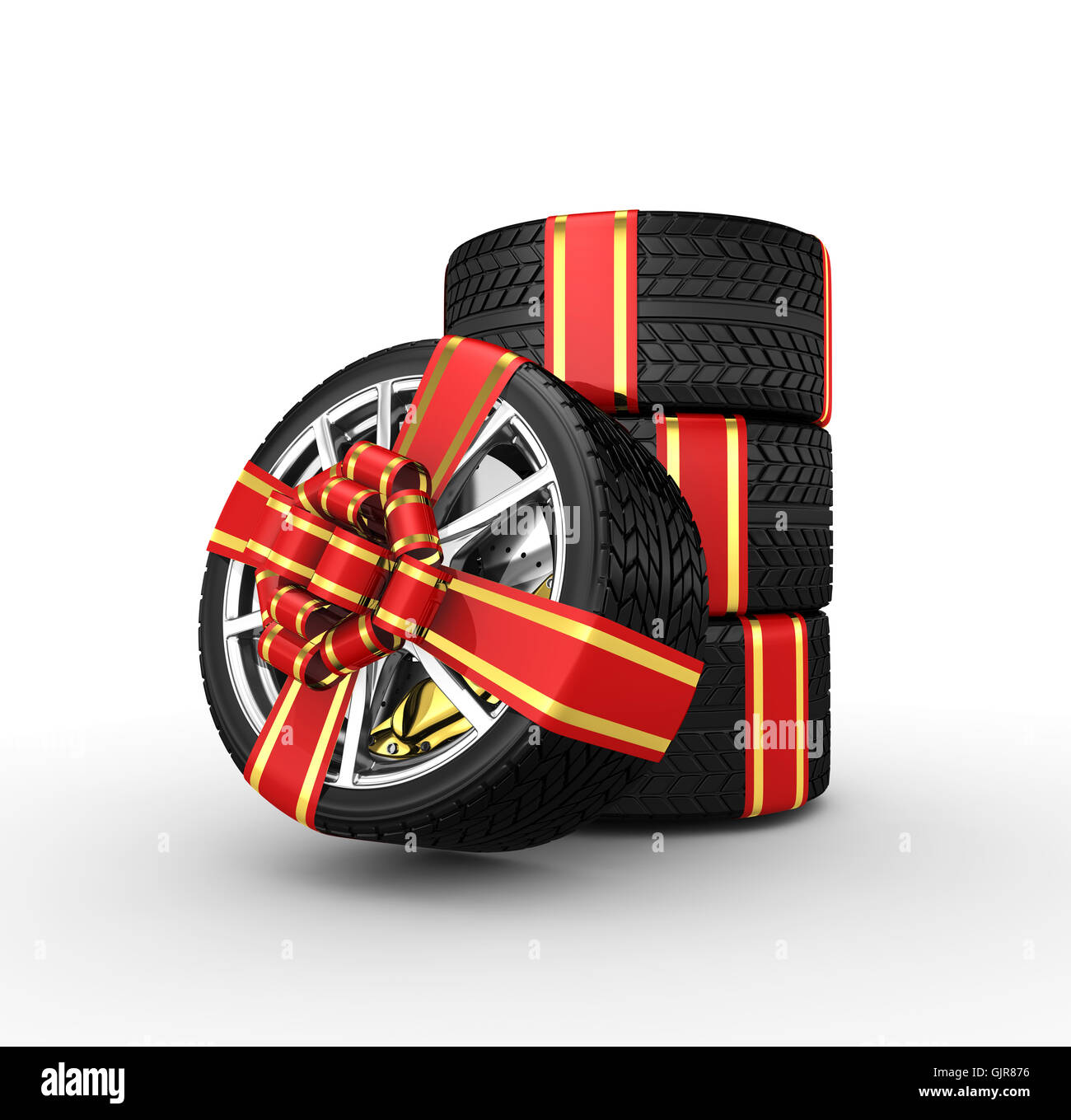 Tire with ribbon Stock Photo - Alamy