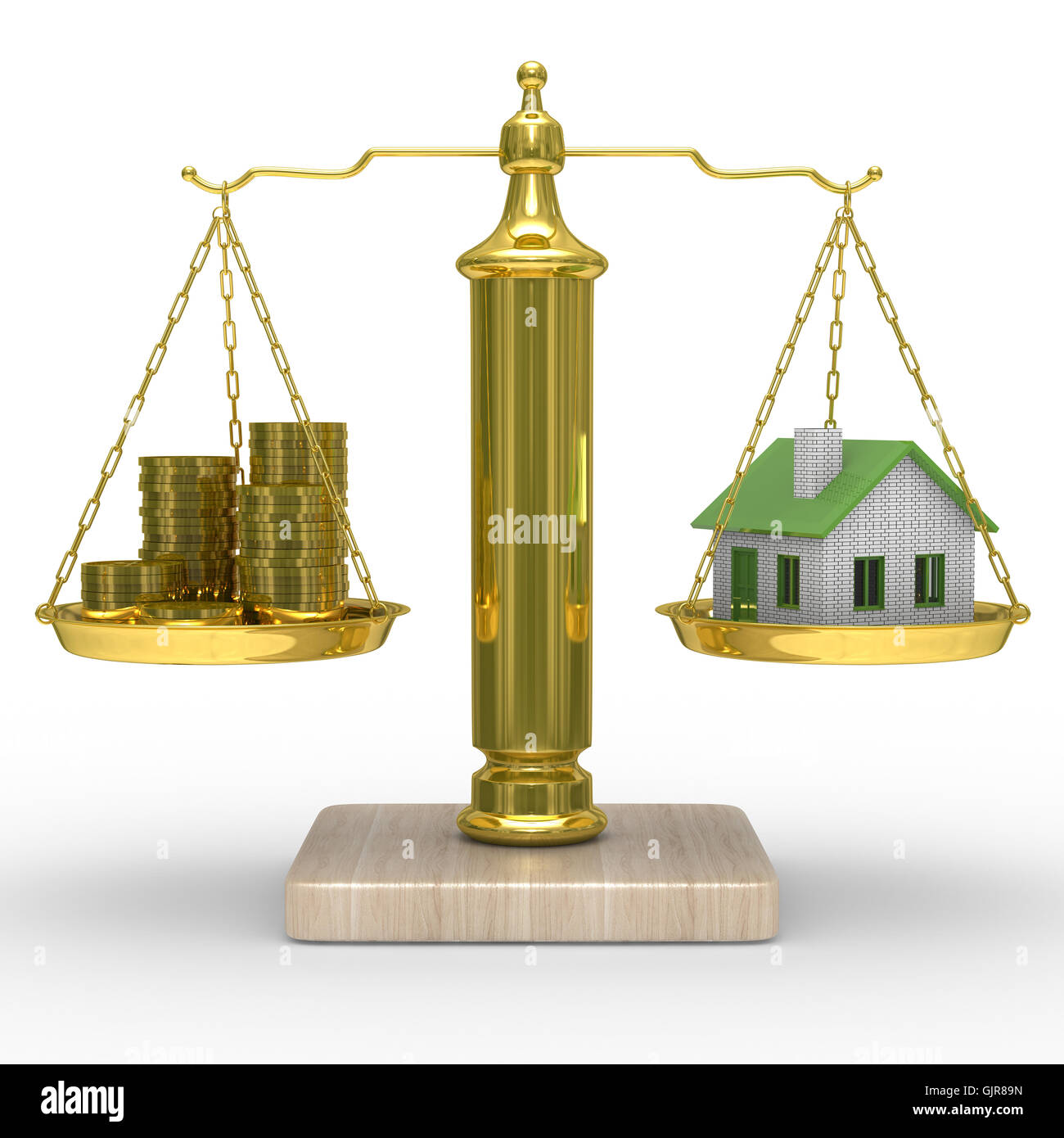 Concept scales money house Cut Out Stock Images & Pictures - Alamy