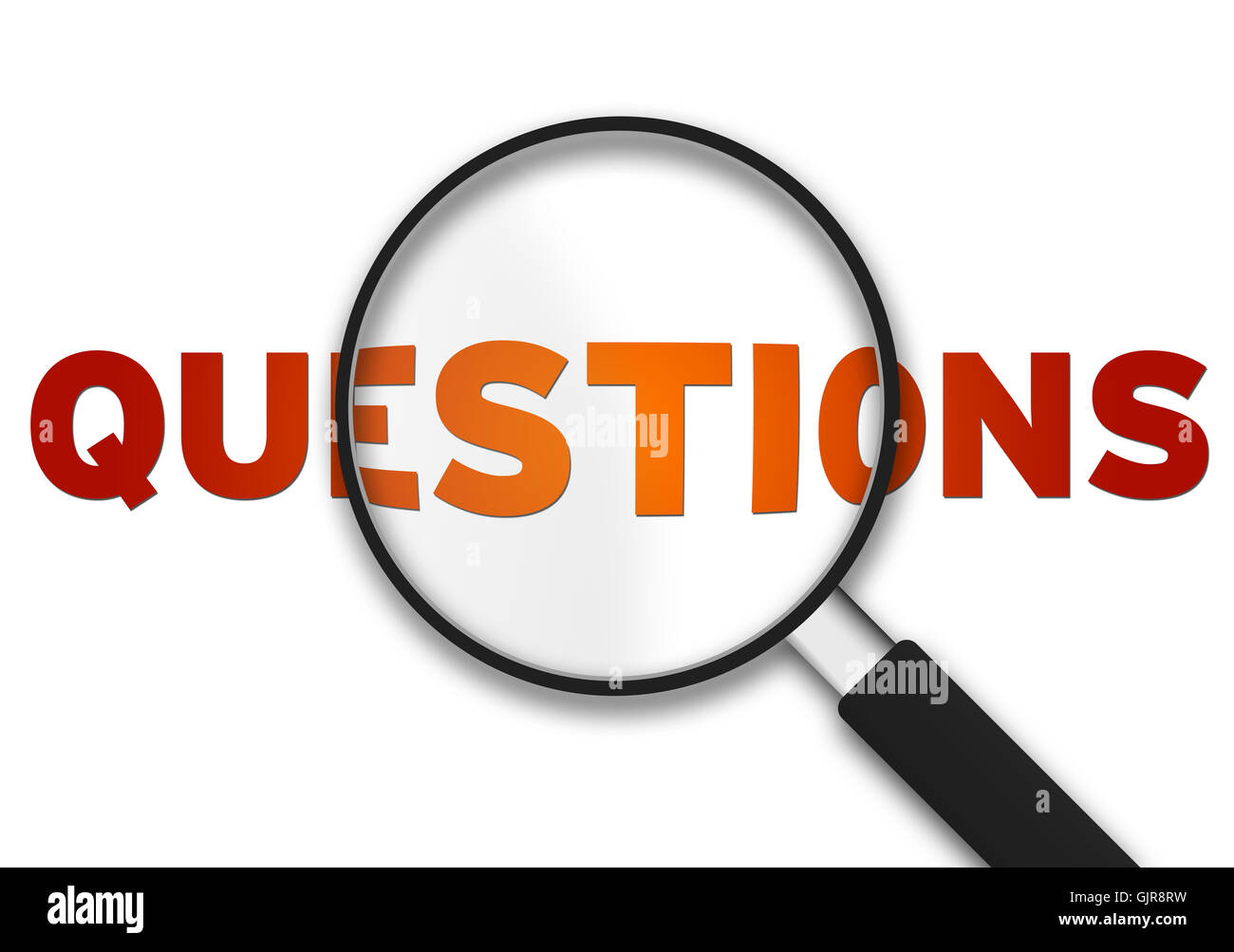 Questions Magnifying Glass Stock Photo - Alamy