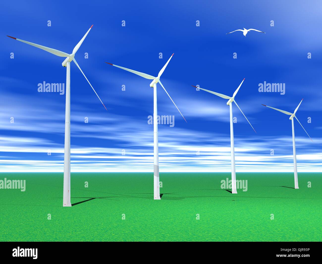 Wind turbines and green grass Stock Photo - Alamy
