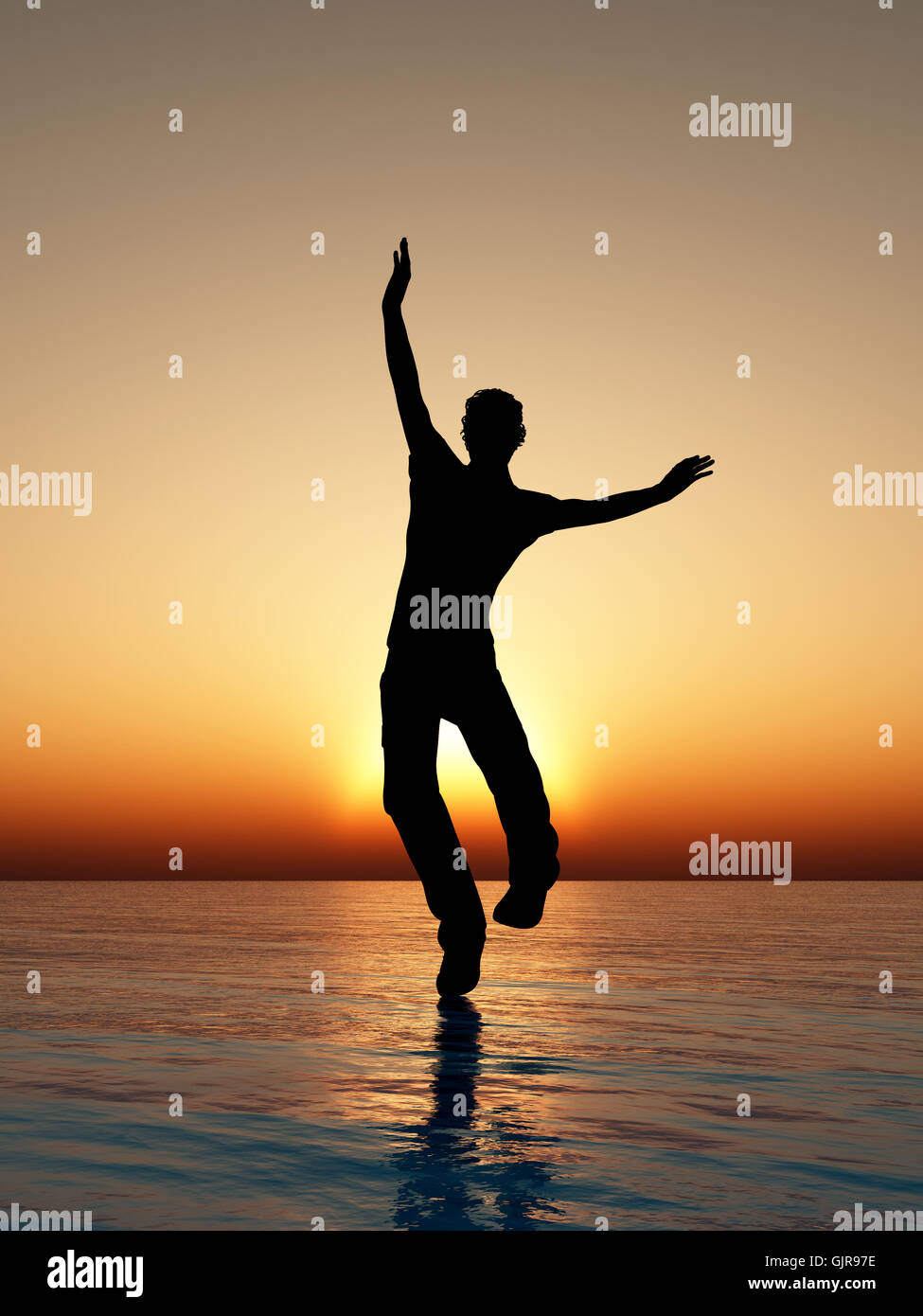The man going on water Stock Photo - Alamy