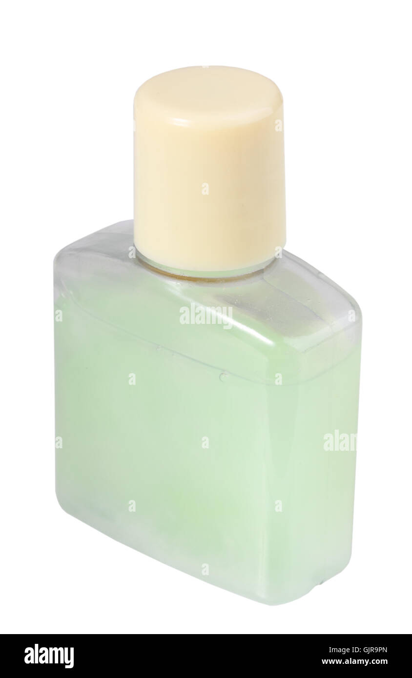 Green cosmetic cream in transparent bottle Stock Photo - Alamy