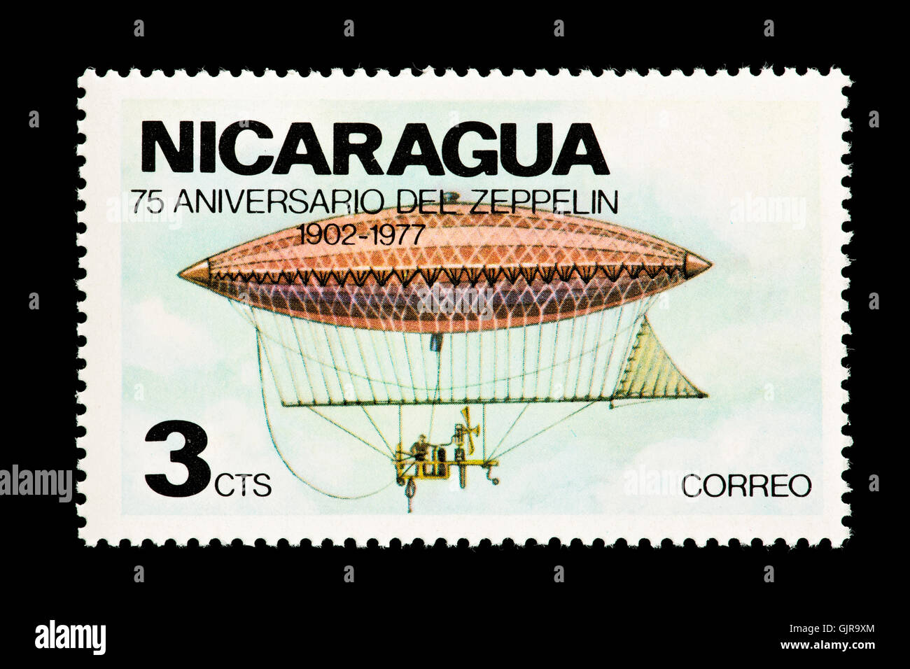 Postage stamp from Nicaragua depicting Giffard's dirigible airship from ...
