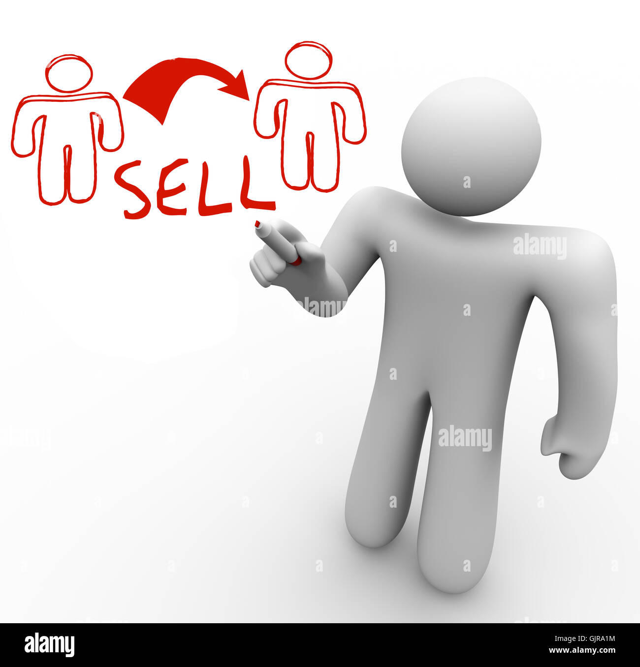 Instructor Draws Sales Diagram One Person Sells to Another Stock Photo ...