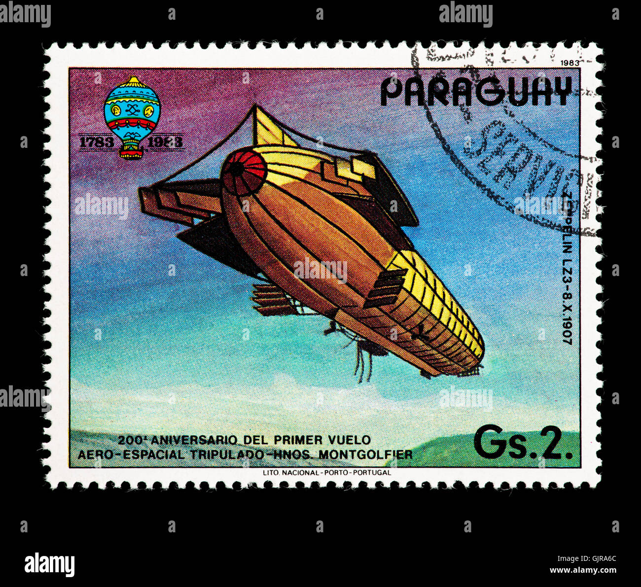 Postage stamp from Paraguay depicting the Zeppelin LZ-3, bicentennial ...