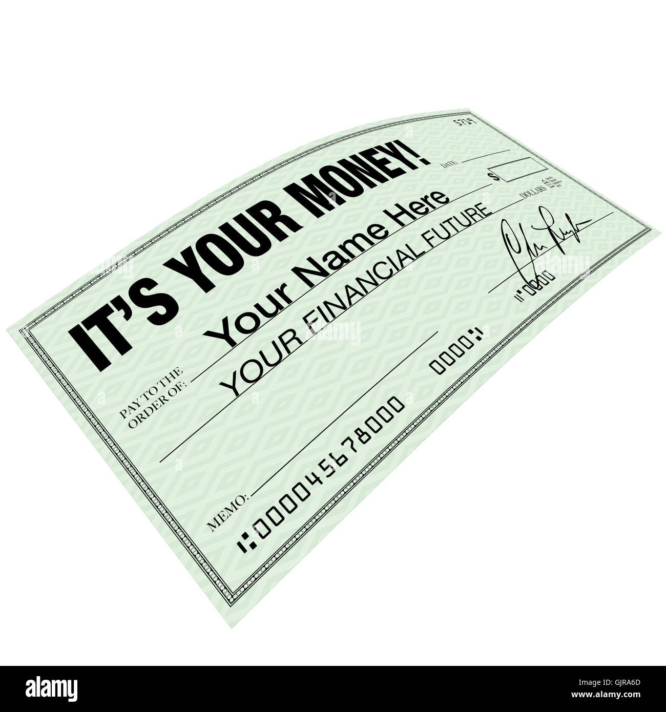It's Your Money - Check for Financial Future Planning Stock Photo - Alamy