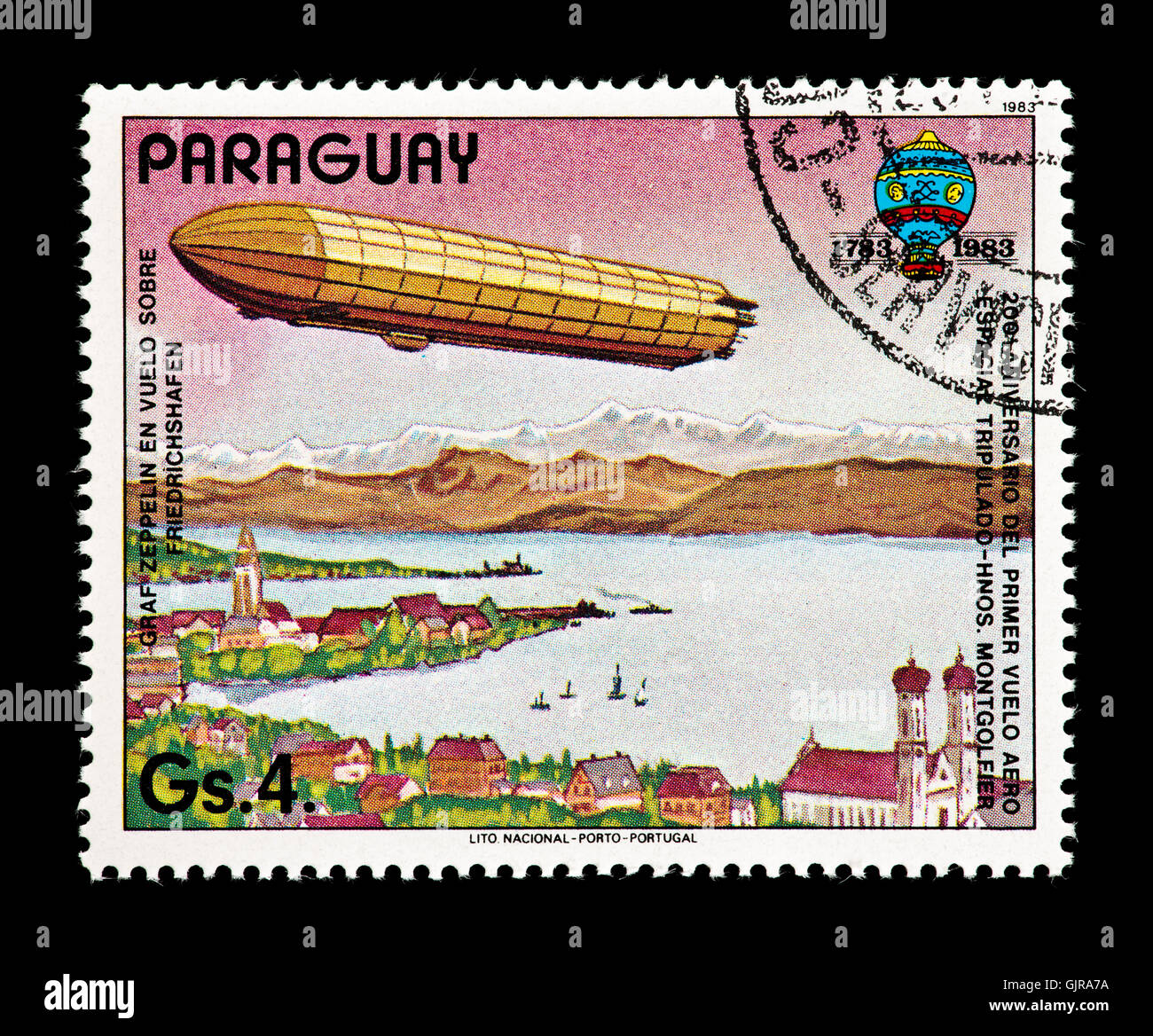 Postage stamp from Paraguay depicting the Graf Zeppelin over ...