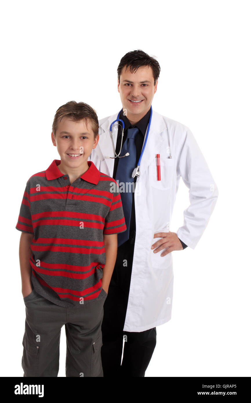 Smiling doctor and happy patient Stock Photo - Alamy