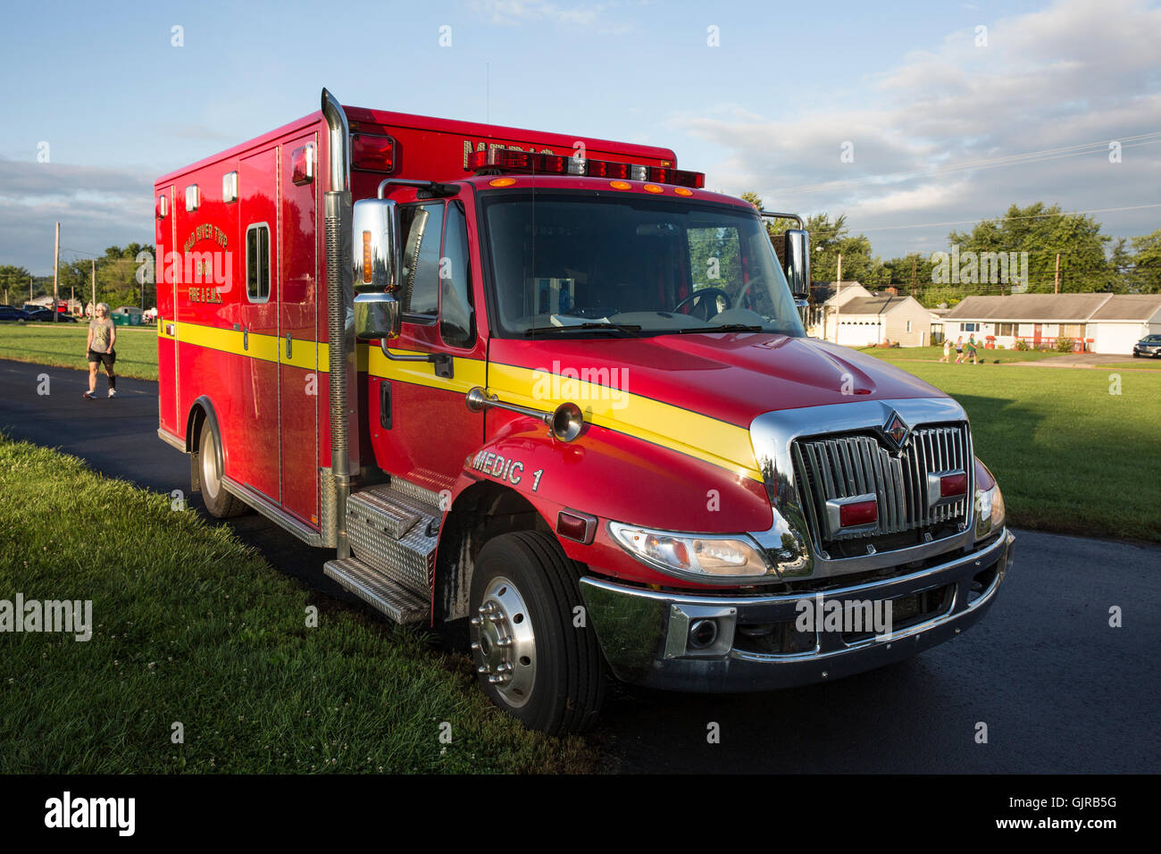 Medical rescue fire truck Stock Photo - Alamy