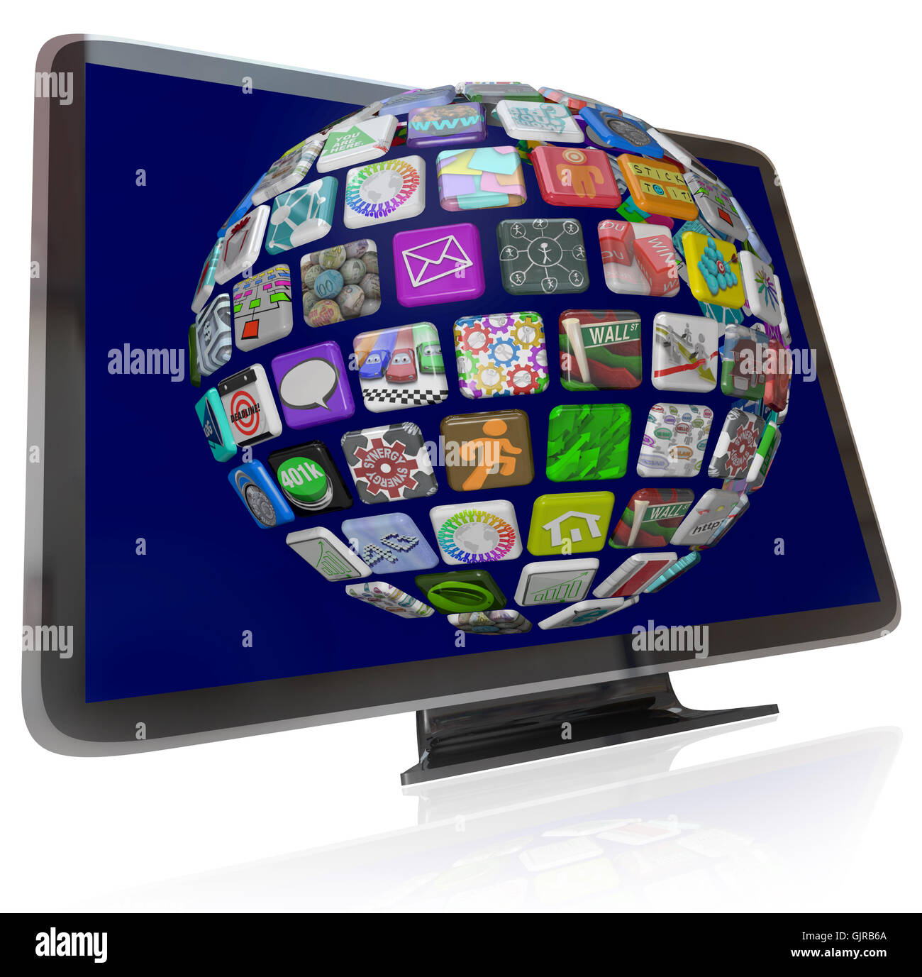 Streaming Content Icons on HDTV Television Screens Stock Photo - Alamy