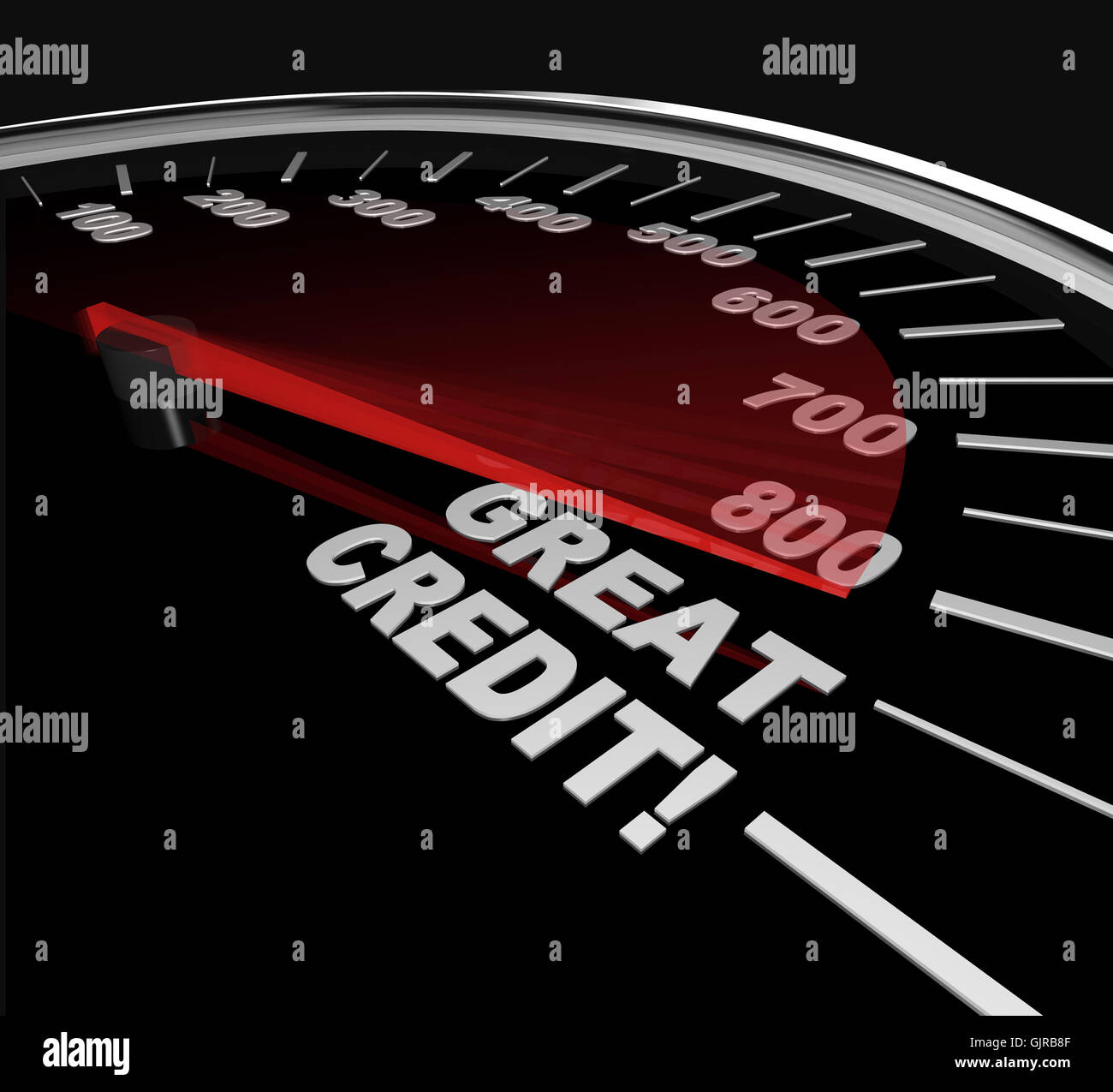 Great Credit Scores - Numbers on Speedometer Stock Photo - Alamy