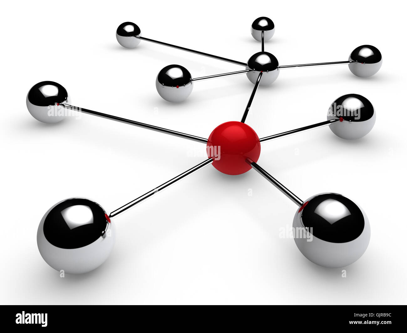 3d chrome red network Stock Photo - Alamy