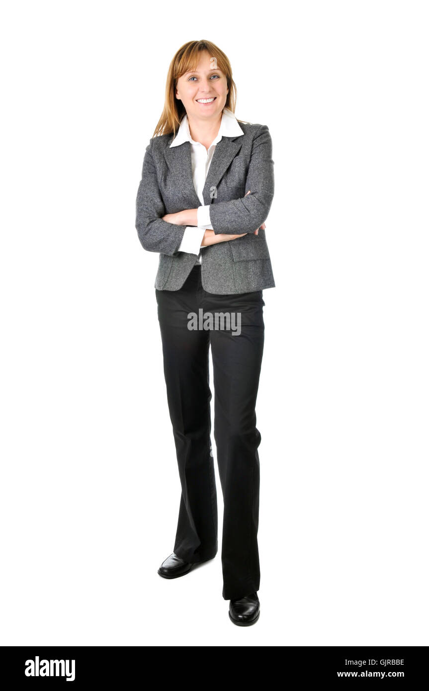 Happy woman laughing standing Cut Out Stock Images & Pictures - Alamy