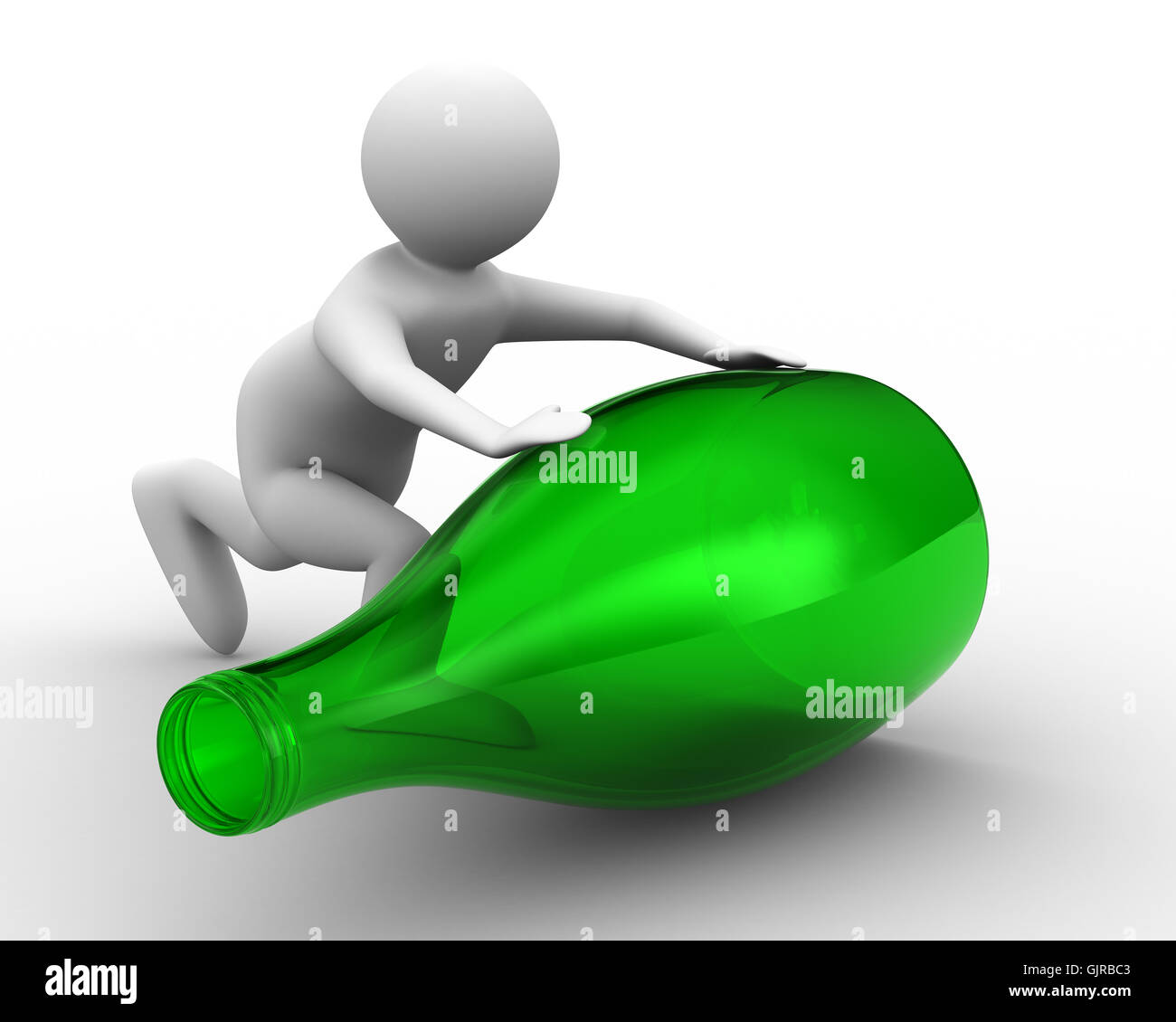 men push bottle on white background. Isolated 3D image Stock Photo - Alamy