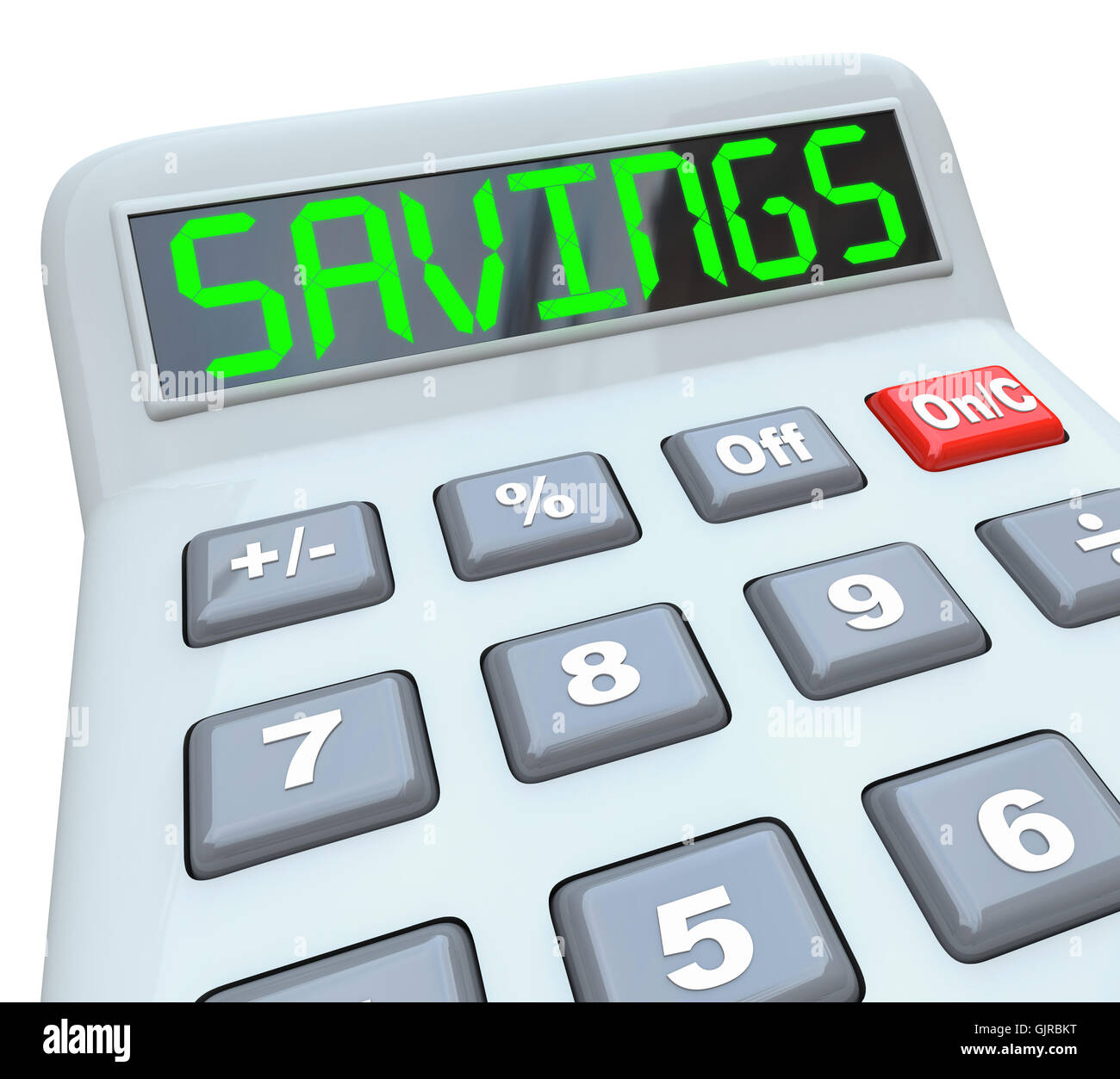 Adding Up the Savings on a Calculator Stock Photo - Alamy