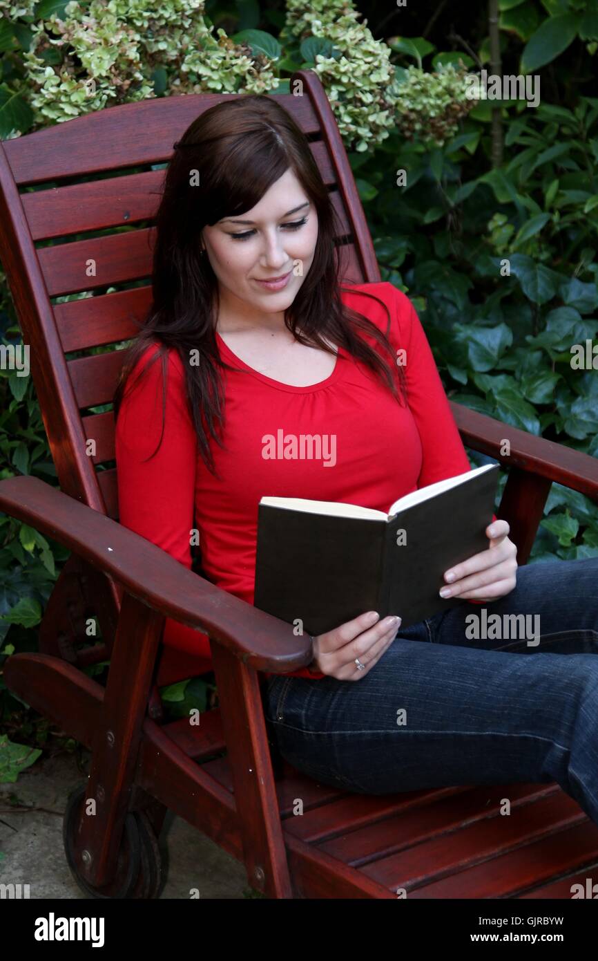 Pretty Lady Reading Book Stock Photo - Alamy