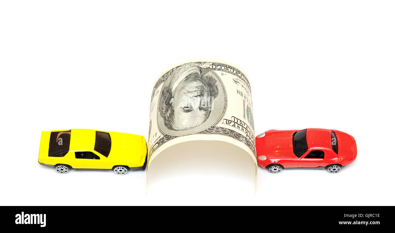 money and car isolated on the white background Stock Photo - Alamy