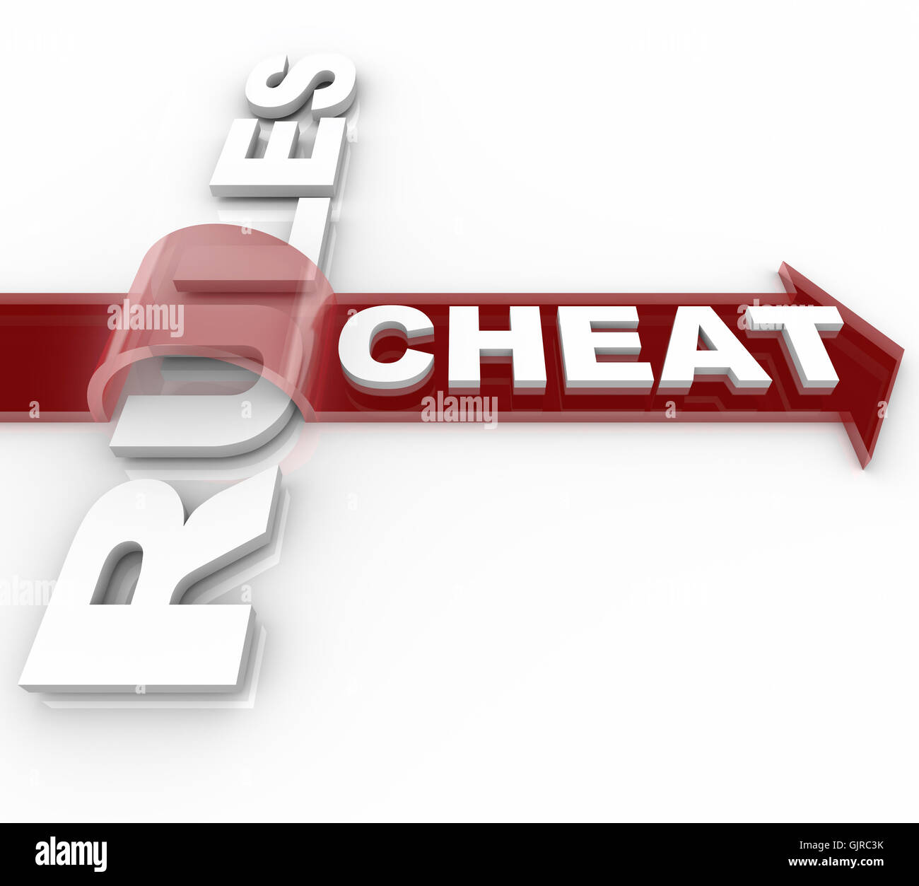 Cheating and Jumping Over the Rules - Word on Arrow Stock Photo - Alamy