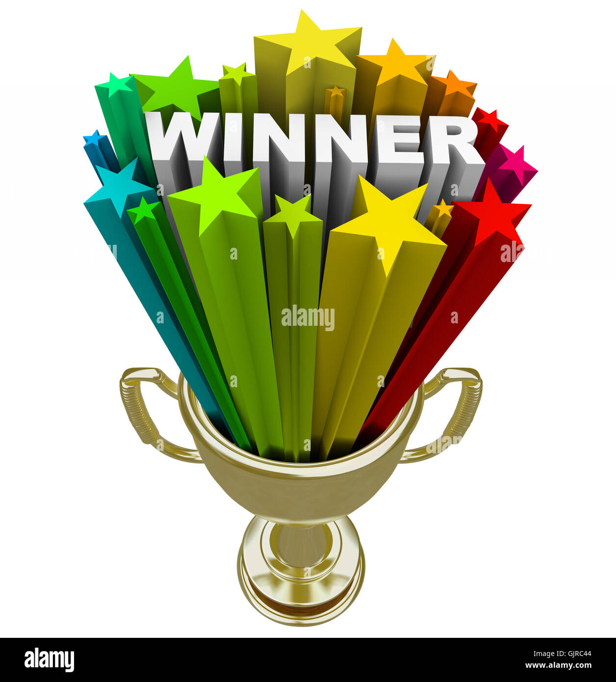 Winner Trophy - Burst of Stars Fireworks Stock Photo - Alamy