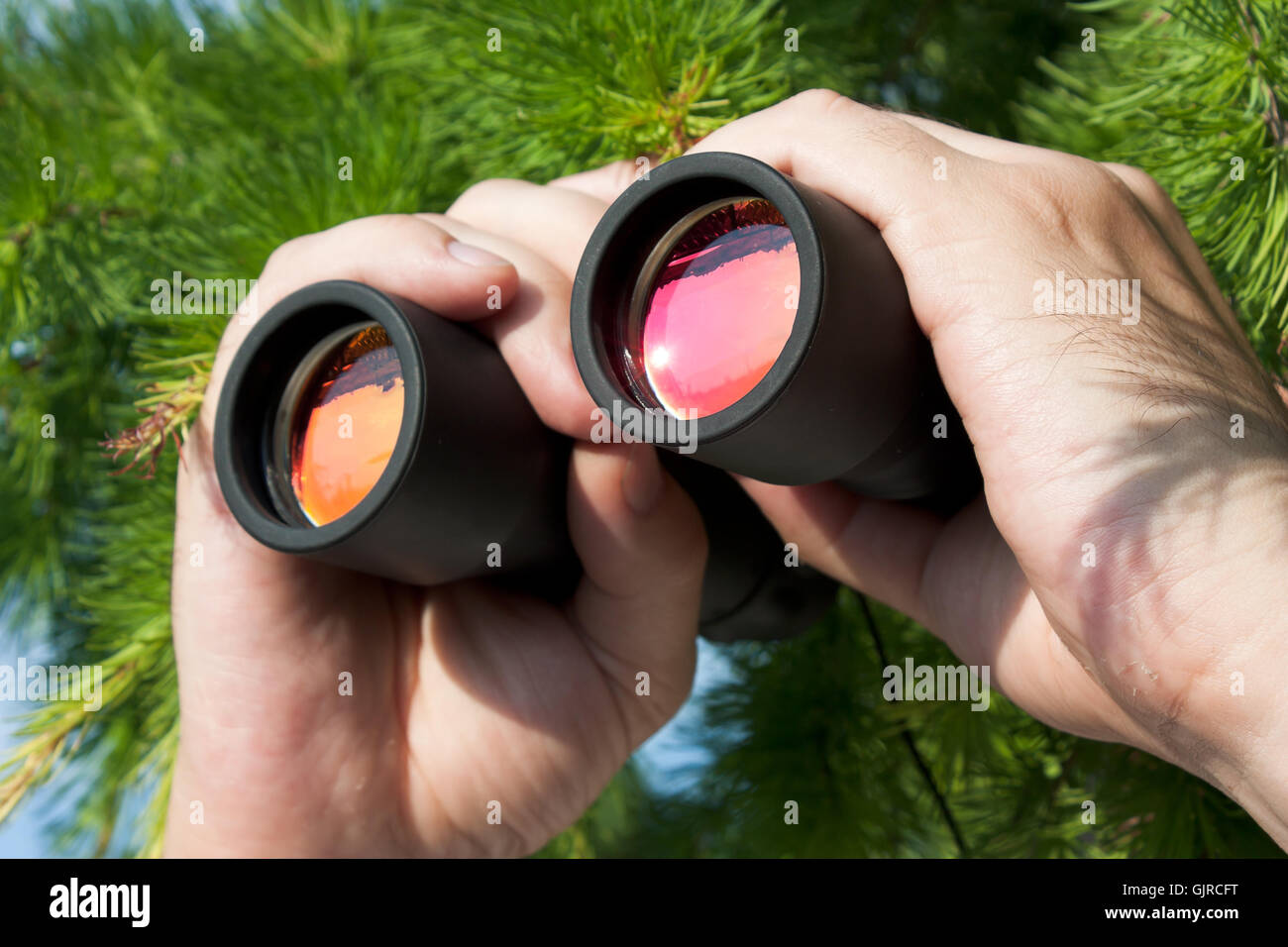 watching with binoculars Stock Photo - Alamy