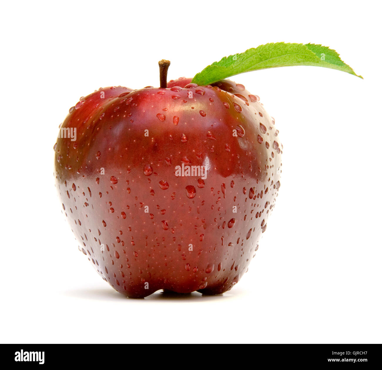 Red delicious apple with leaf Cut Out Stock Images & Pictures - Alamy