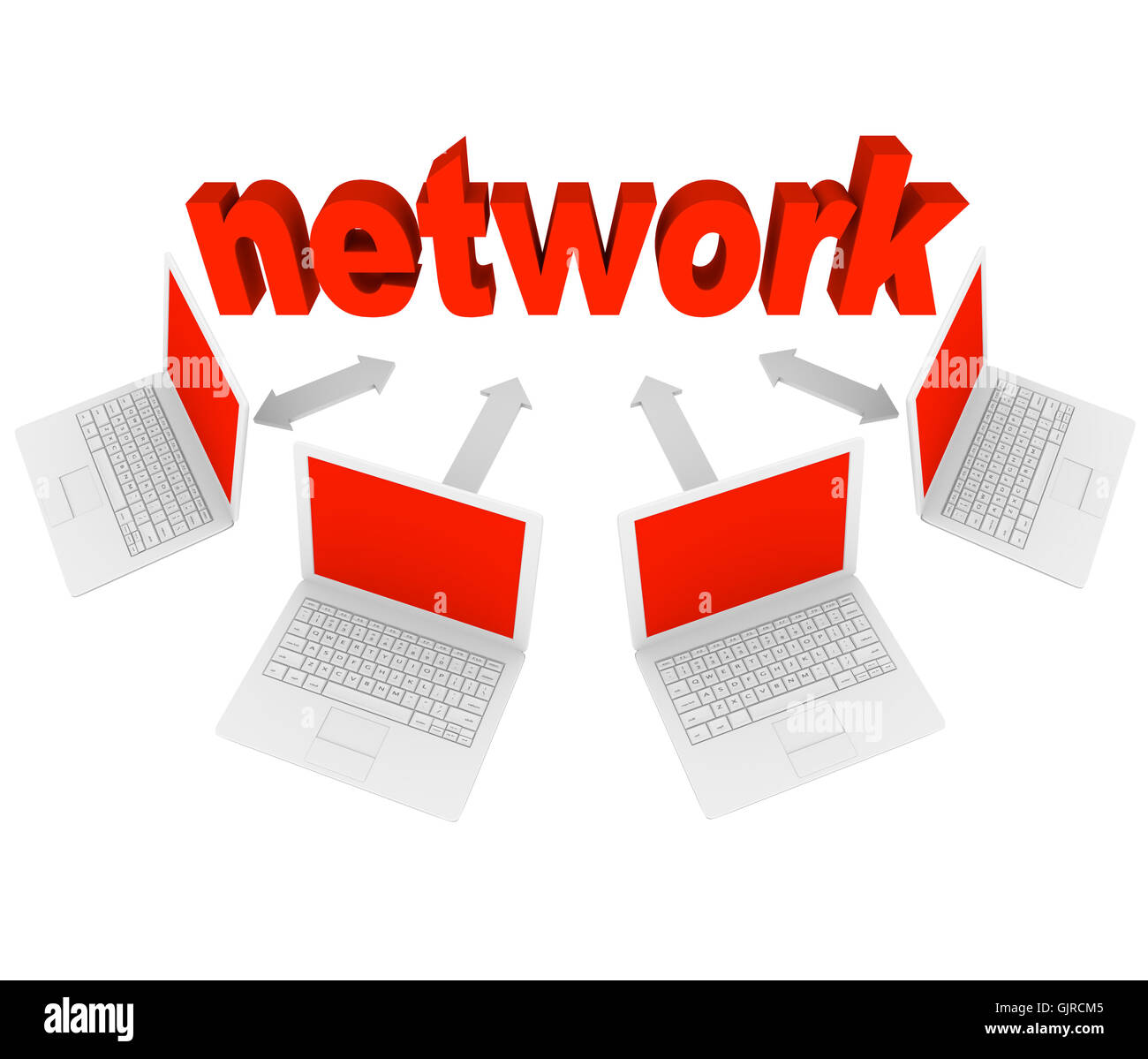 Network - Laptop Computers Linked in Social Connections Stock Photo - Alamy
