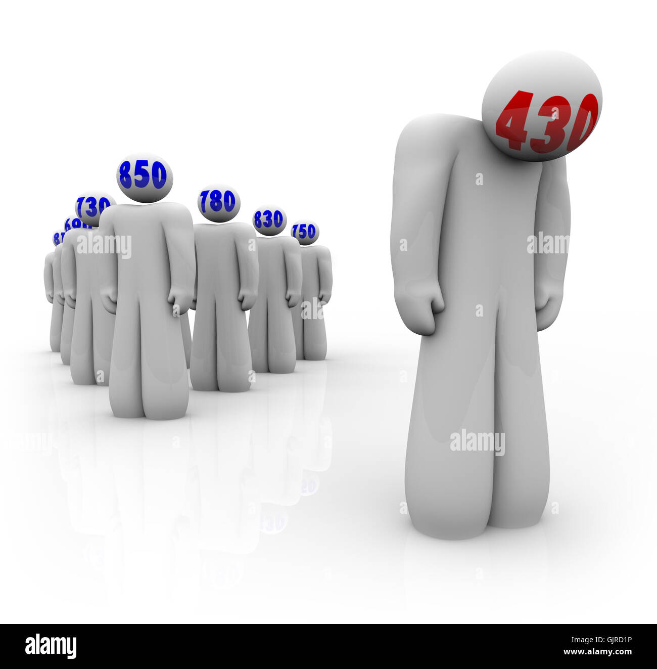 Credit Scores - One Bad Scoring Person Stands Alone Stock Photo - Alamy