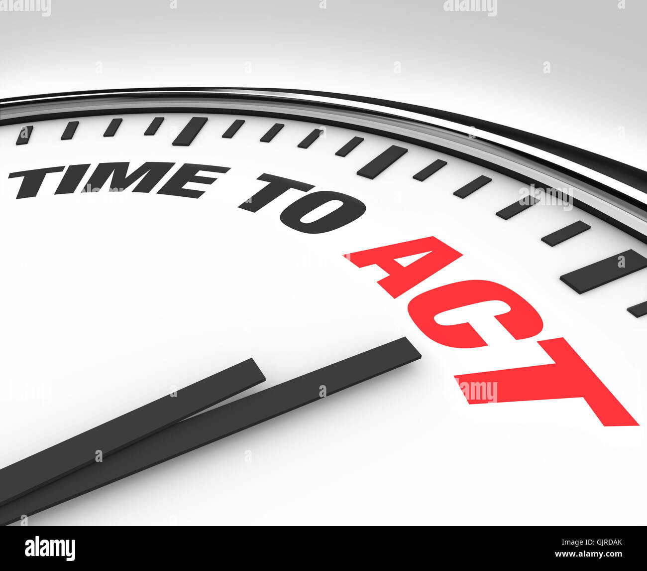 Time to Act Words on Clock - Ready for Action Stock Photo - Alamy