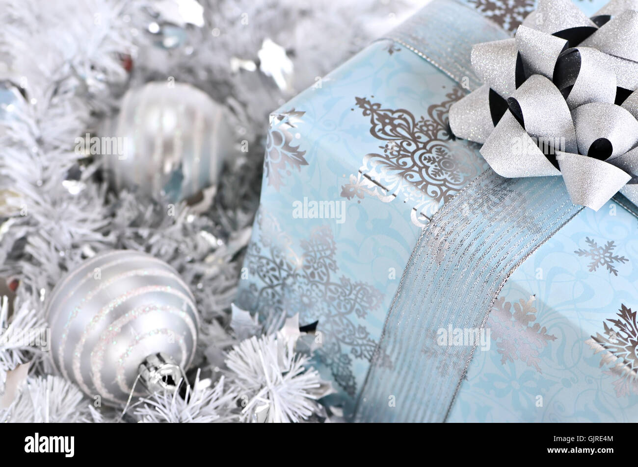 present silver gift Stock Photo - Alamy