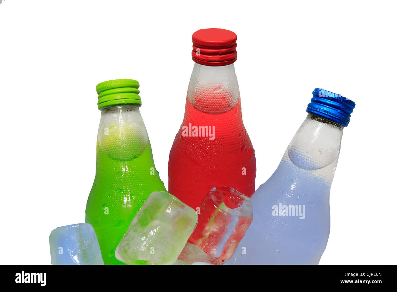 Drink bottled red, green, white, healthy Stock Photo - Alamy
