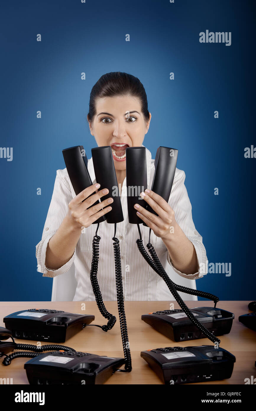 Angry call centre operator hi-res stock photography and images - Alamy