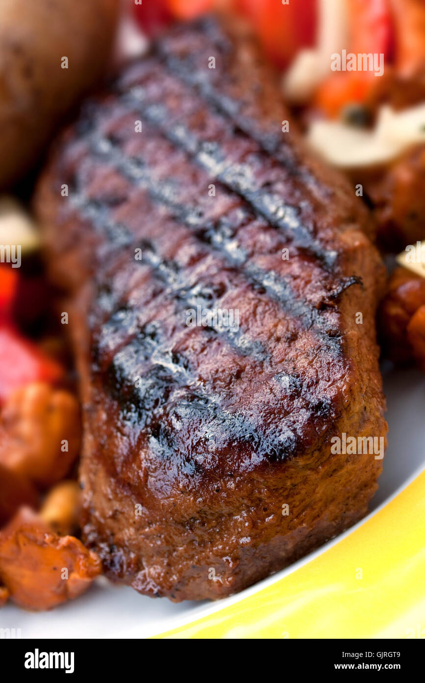 rump steak (sirloin) - grilled,with sal Stock Photo - Alamy