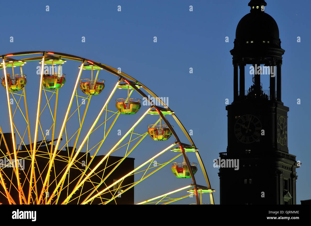 church night photograph hamburg Stock Photo - Alamy