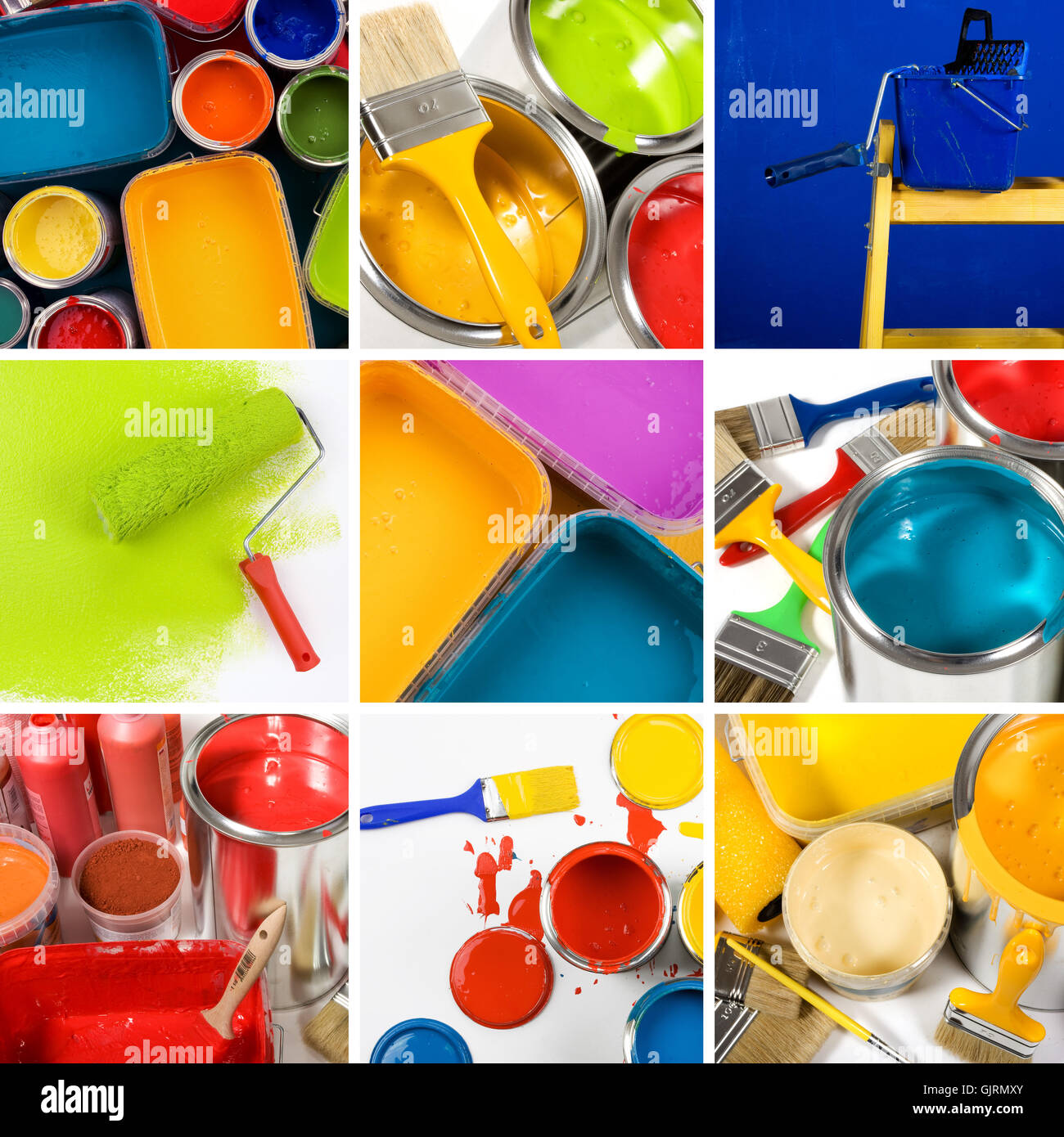painting bucket collage Stock Photo - Alamy