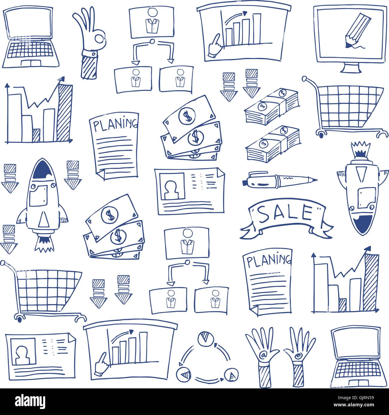 Business doodles set hand hi-res stock photography and images - Alamy